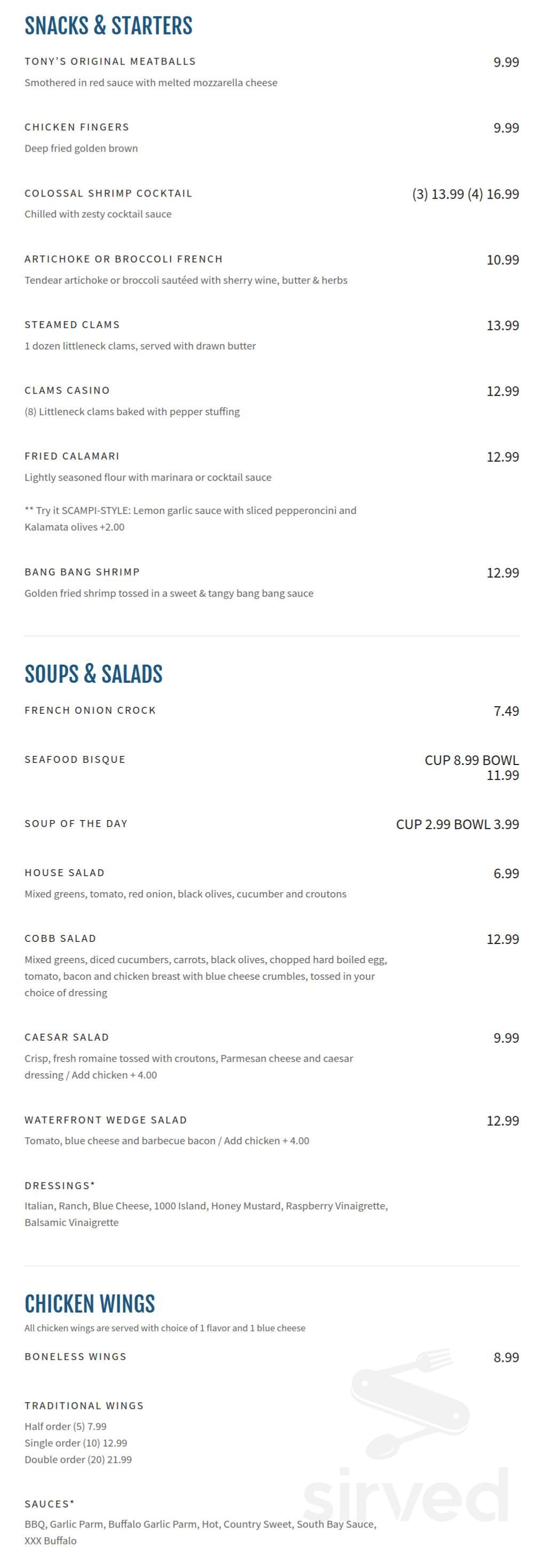Menu - Rochester NY's South Bay bar and grill | Sirved