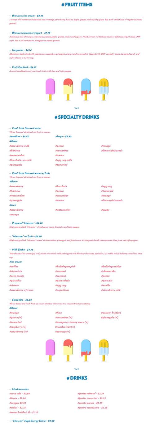 LA MICHOACANA PLUS menu in Milwaukee, Wisconsin, USA