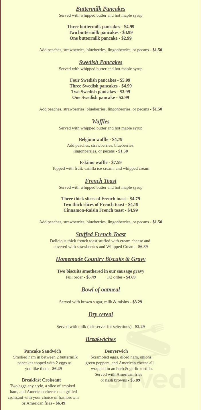 Johnny Pamcakes 2 menu in Rockford, Illinois, USA