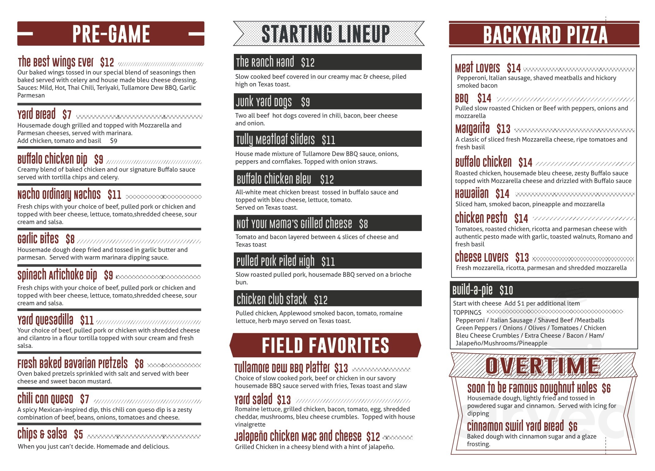 Grove Soho menu in Tampa, Florida, USA