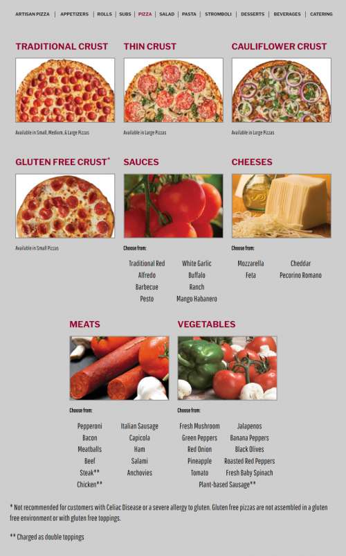 Vocelli Pizza menu in Fredericksburg, Virginia, USA