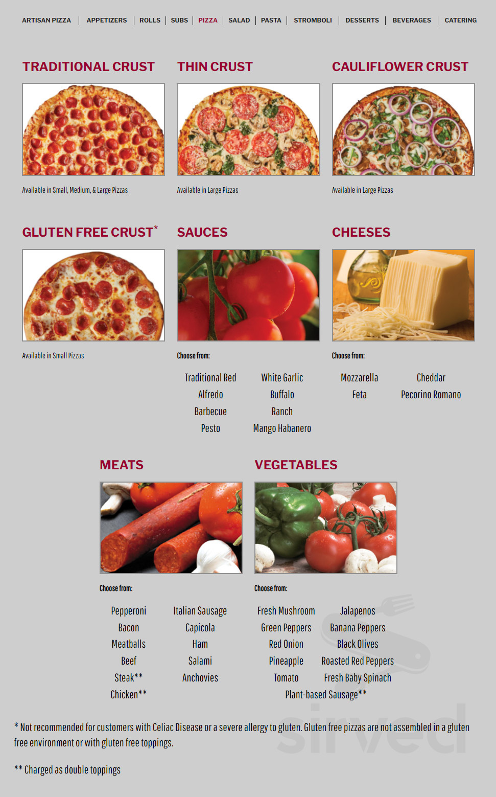 Vocelli Pizza menu in Fredericksburg, Virginia, USA