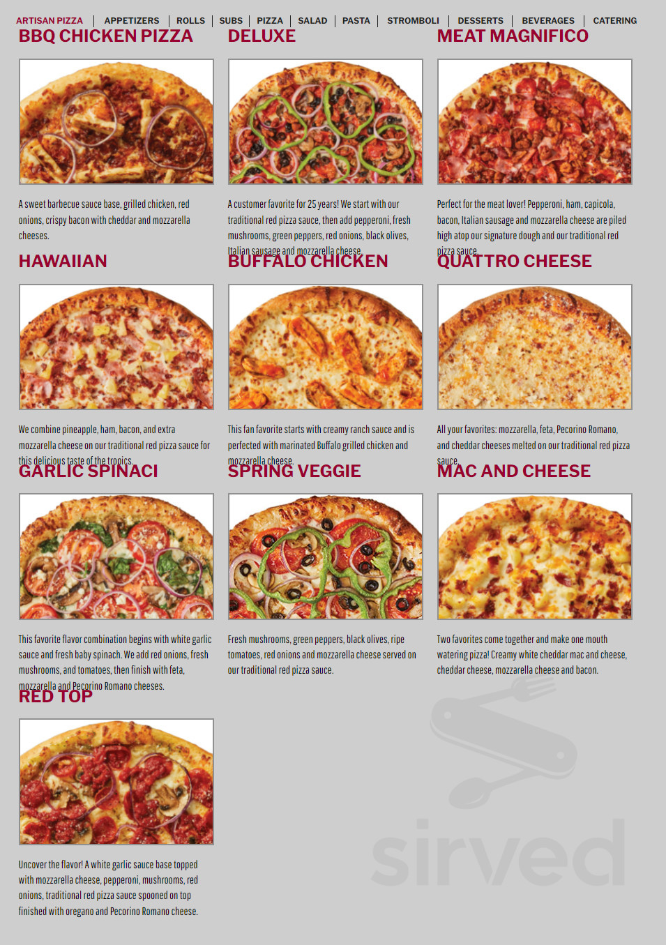 Vocelli Pizza menu in Fredericksburg, Virginia, USA
