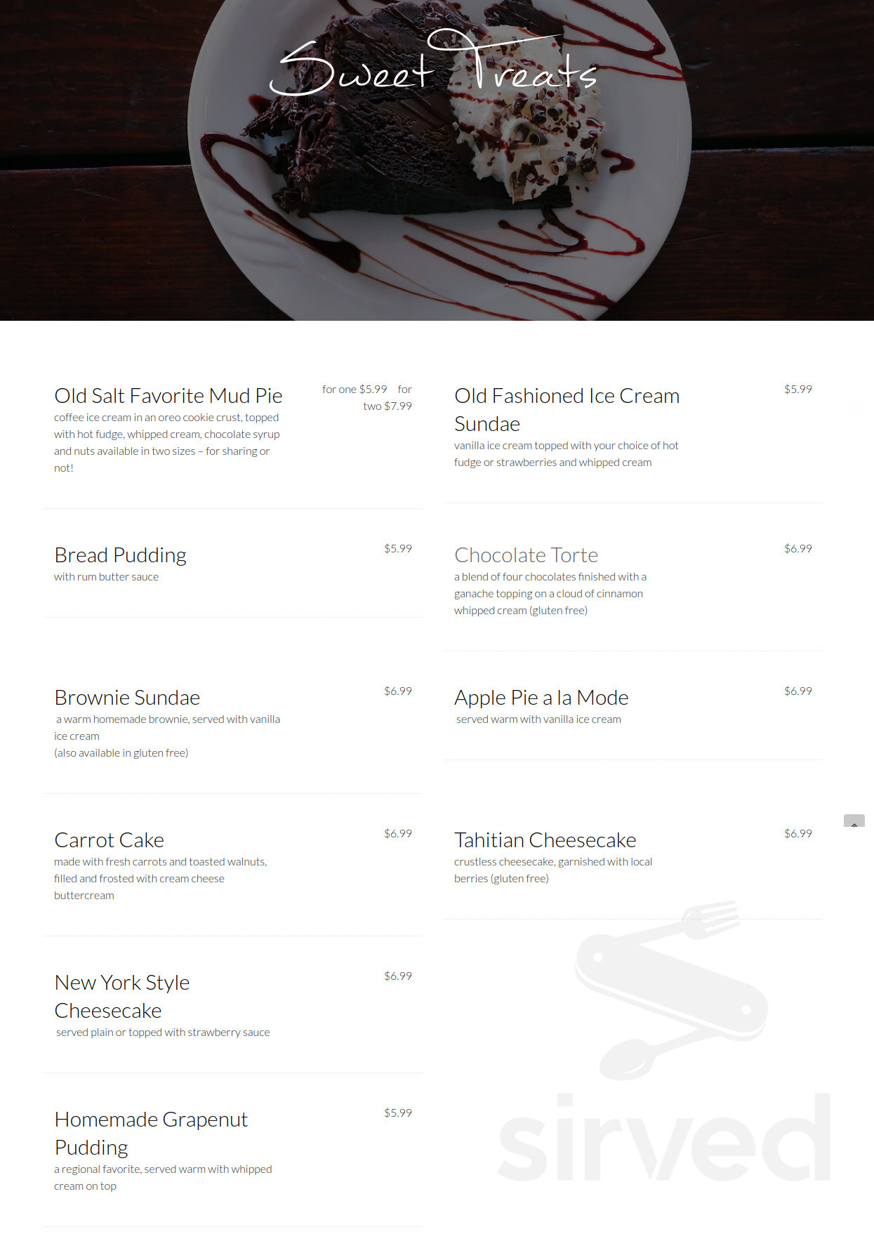 Old Salt Restaurant at Lamies Inn menu in Hampton, New Hampshire, USA