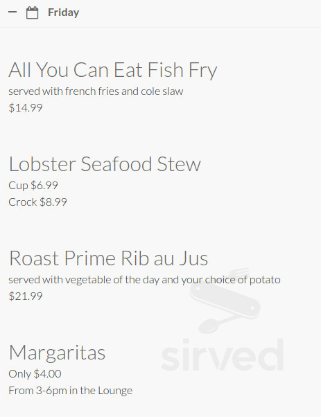 Old Salt Restaurant at Lamies Inn menu in Hampton, New Hampshire, USA