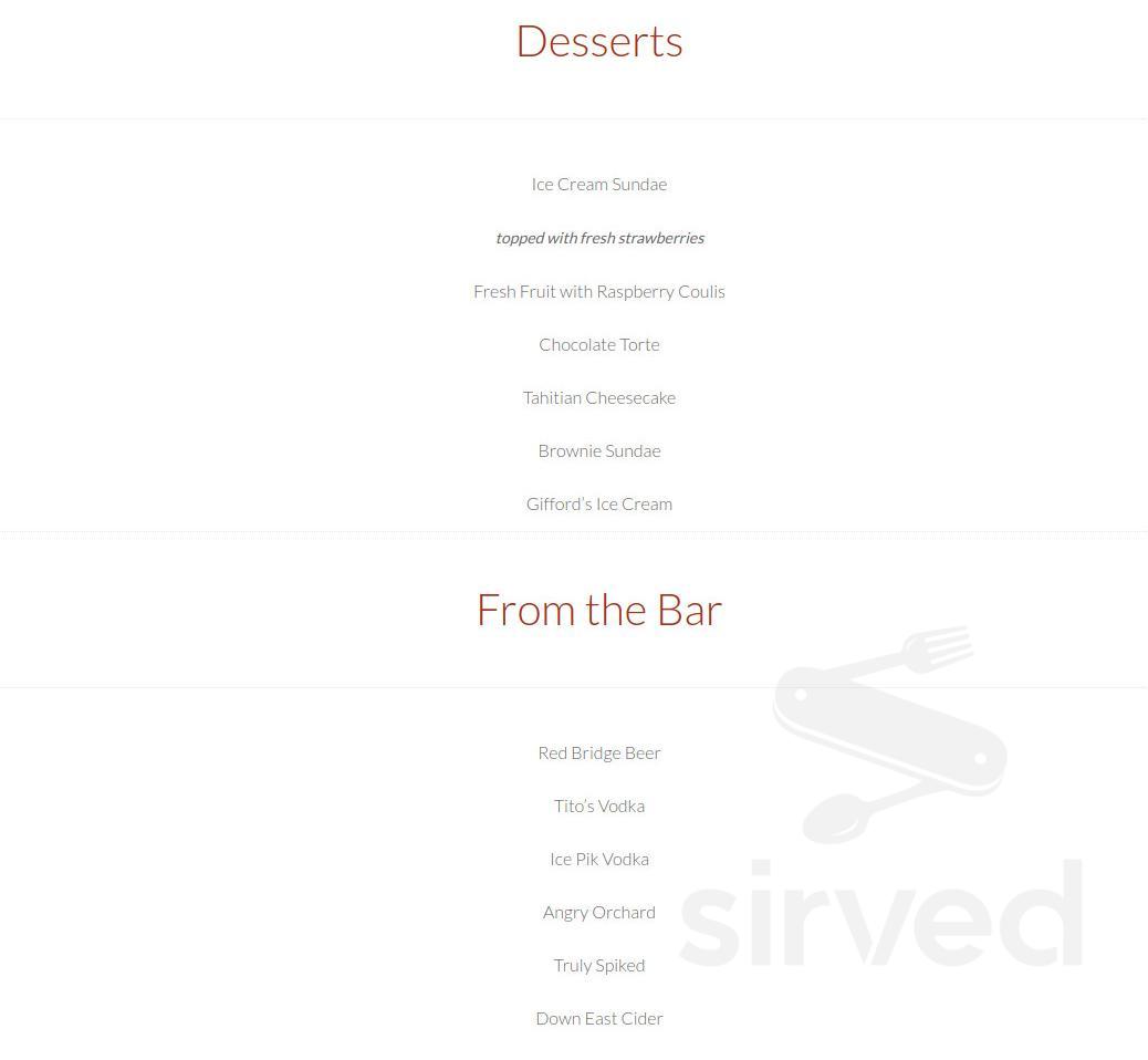 Old Salt Restaurant at Lamies Inn Menu - Hampton, New Hampshire | Sirved