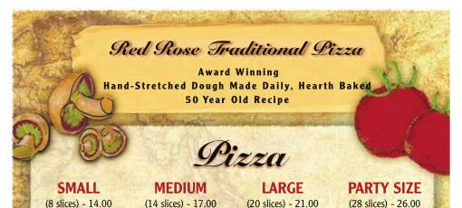 Menu for Red Rose Pizzeria in Springfield, MA | Sirved