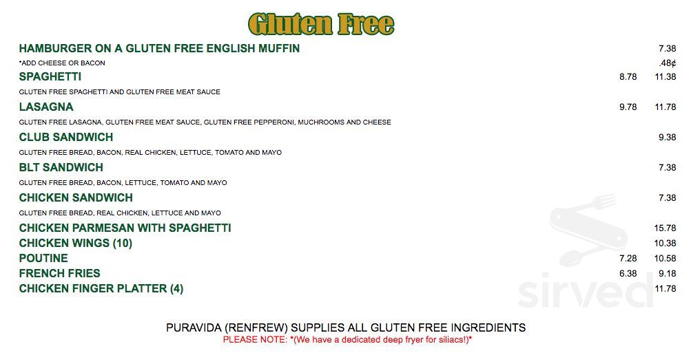 Renfrew Pizzerria menu in Renfrew, Ontario, Canada