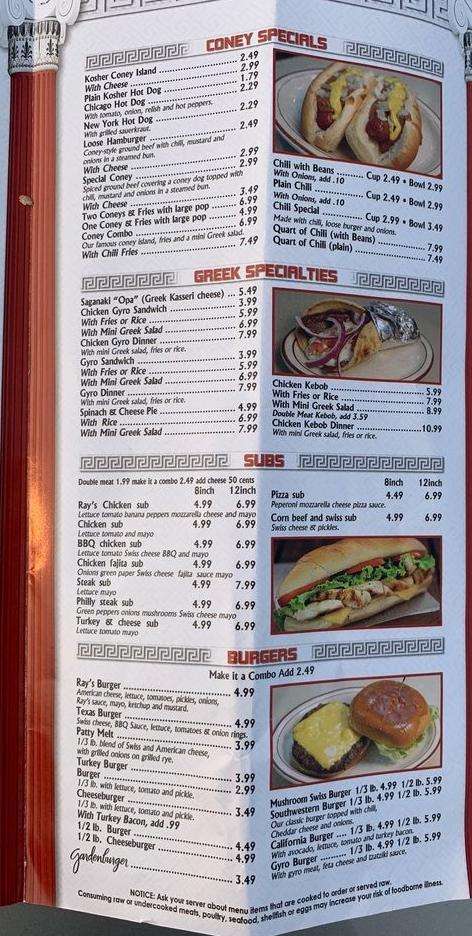 Ray's Coney Island & Pizza menu in Hamtramck, Michigan, USA