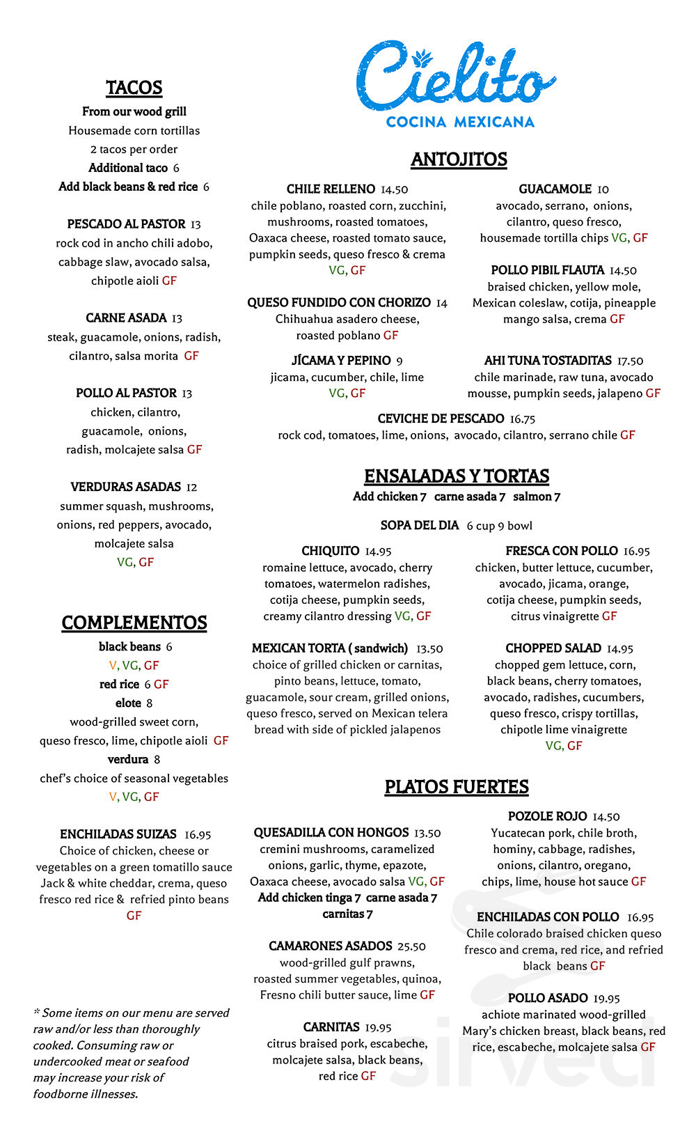 Cielito Catering menu in Danville, California, USA