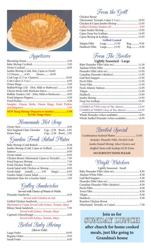 Captain's Galley Seafood-HICKORY menu in Hickory, North Carolina, USA