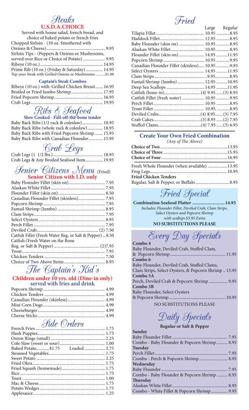 Captain's Galley Seafood-HICKORY menu in Hickory, North Carolina, USA