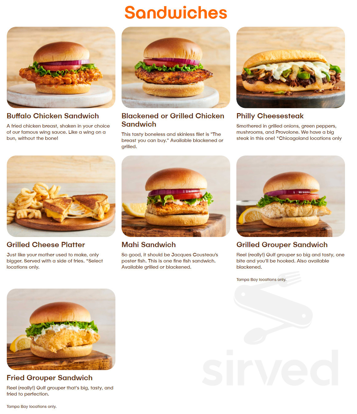Menu - Clearwater FL's Hooters | Sirved