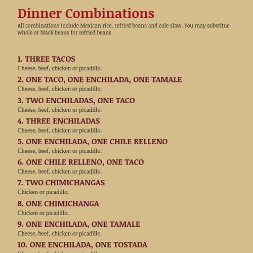 Inca Mexican Restaurant menu in Moses Lake, Washington, USA