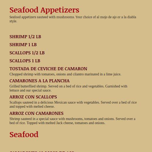 Inca Mexican Restaurant menu in Moses Lake, Washington, USA