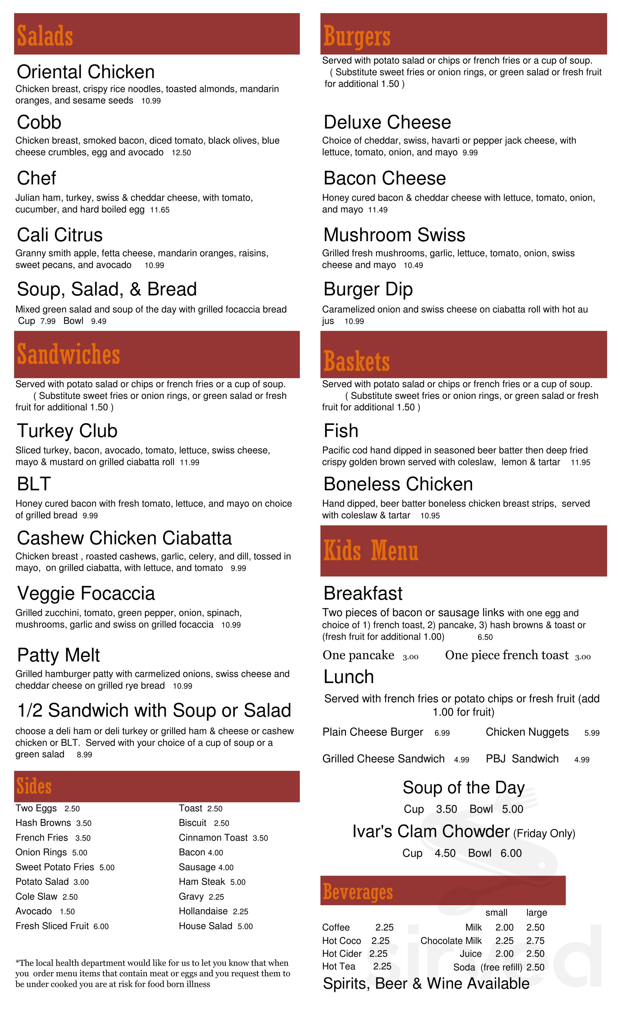 Menu for The Wild Huckleberry in Wenatchee, WA | Sirved