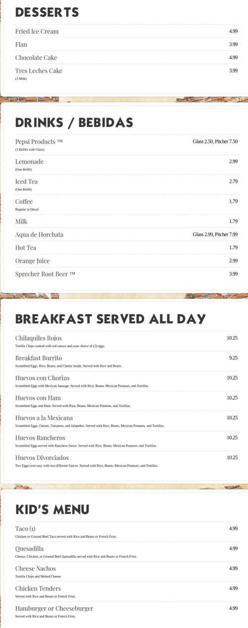 Su Casa Grande menu in Menomonee Falls, Wisconsin, USA