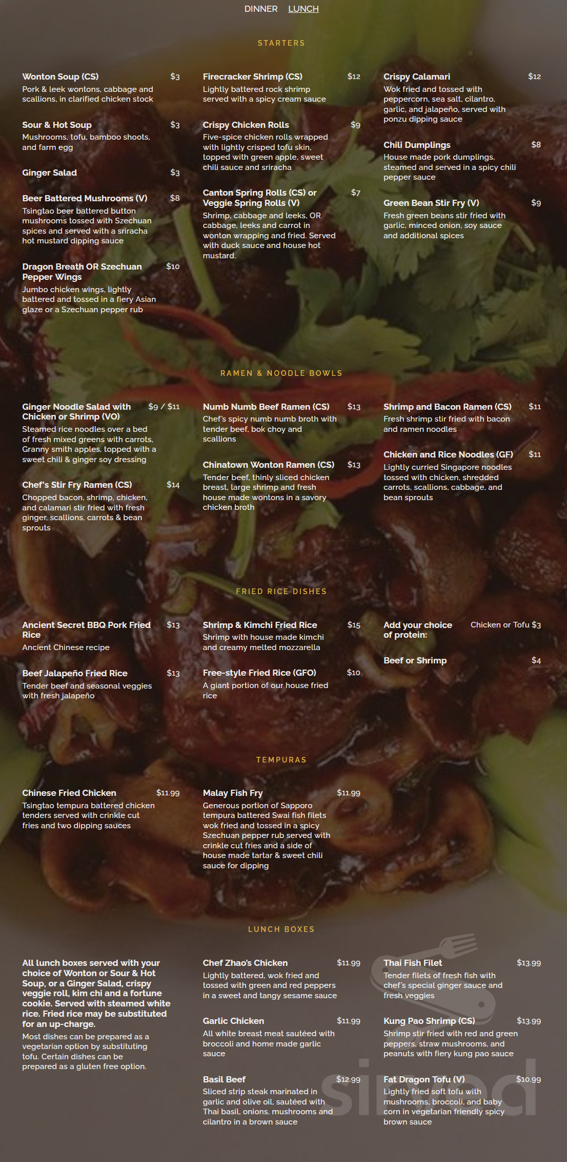 Fat Dragon Chinese Kitchen and Bar menu in Richmond, Virginia, USA