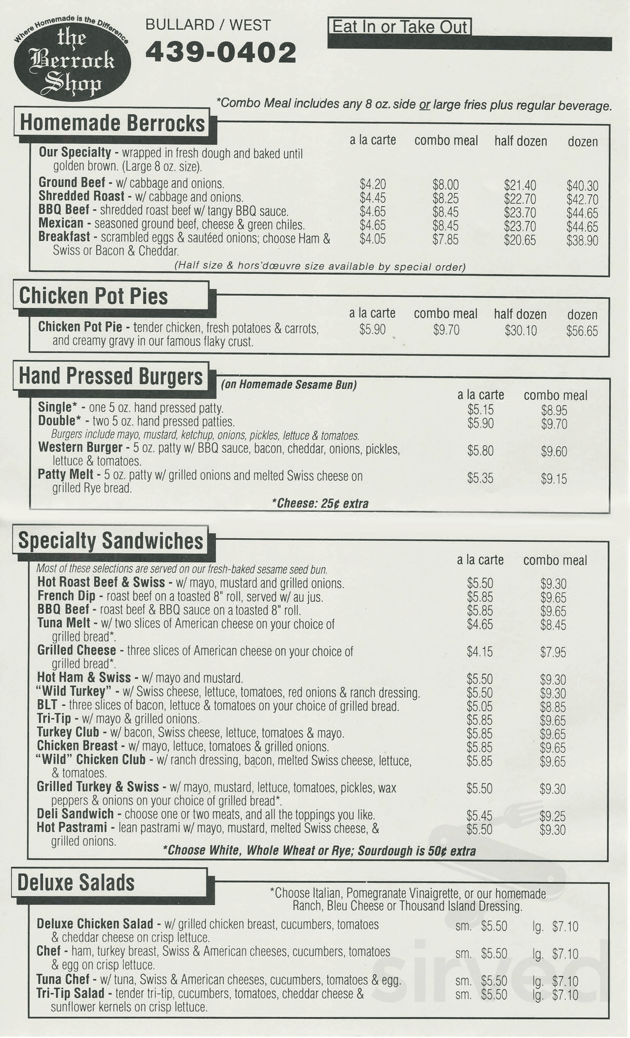 Berrock Shop menu in Fresno, California, USA