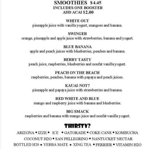 Big Wrap menu in Aspen, Colorado, USA