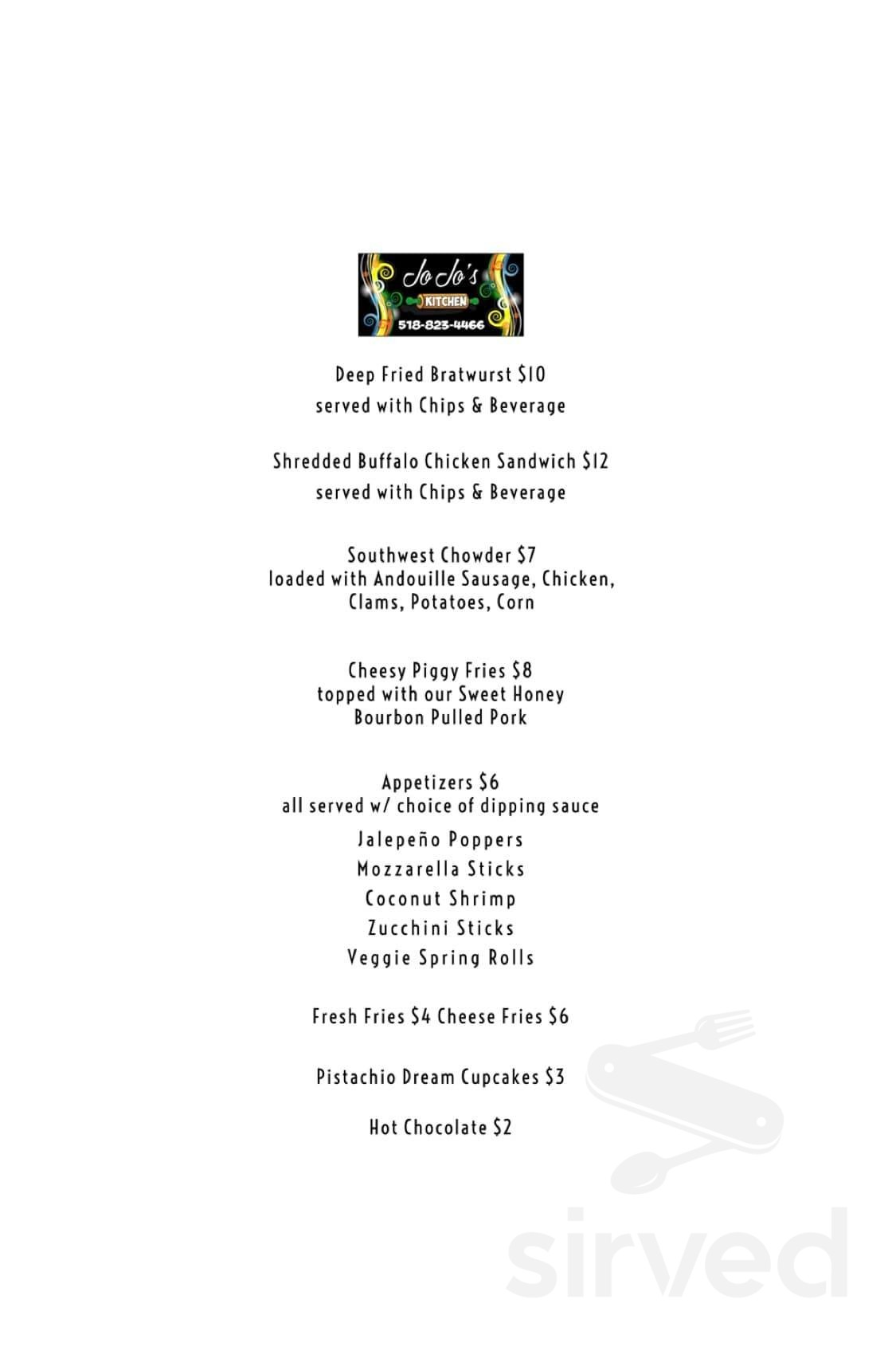 JoJo's Kitchen menu in Cobleskill, New York, USA