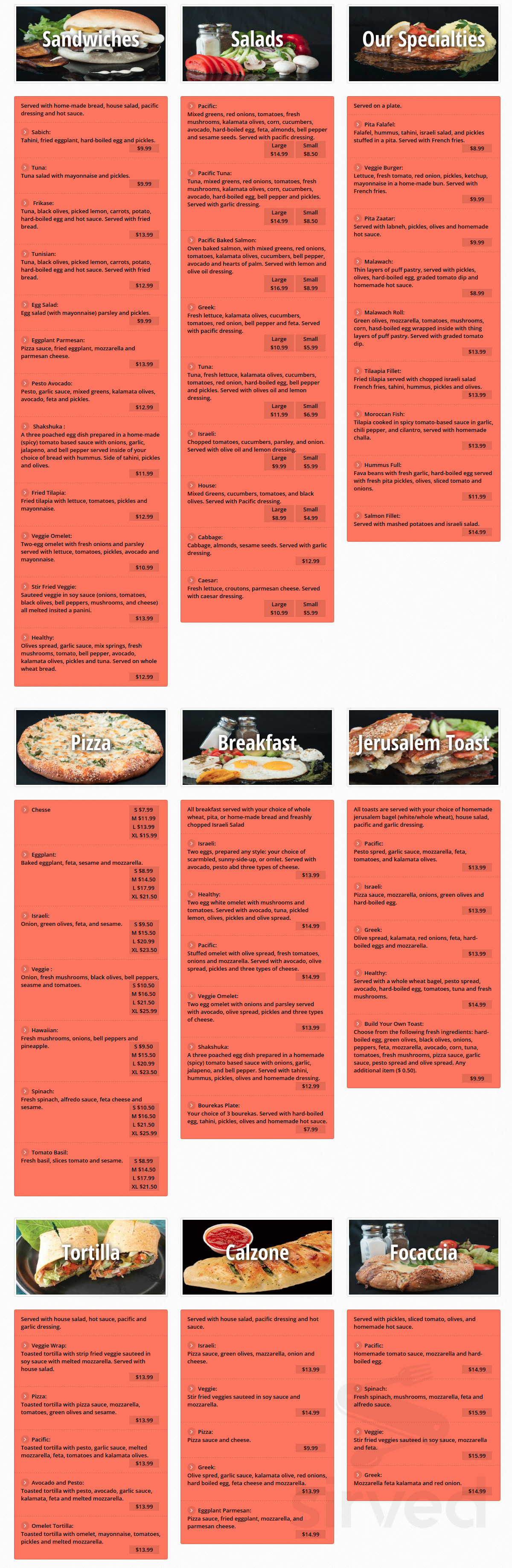 Menu - Woodland Hills CA's Pacific Kosher Express | Sirved