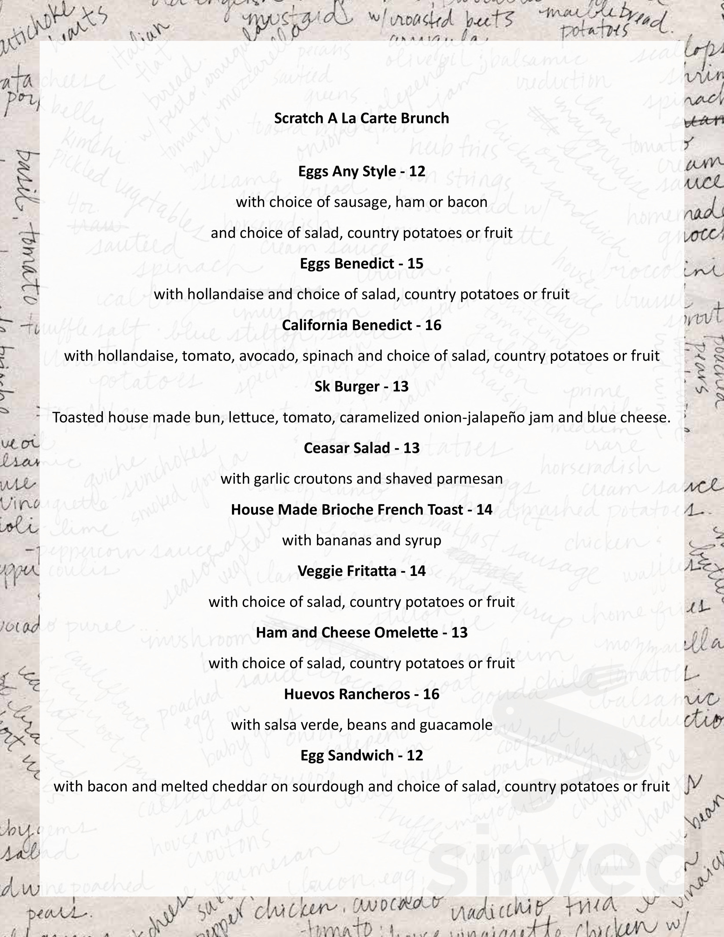 Scratch Kitchen menu in Lompoc, California, USA