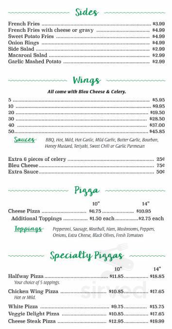 Halfway House Restaurant menu in Honesdale, Pennsylvania, USA