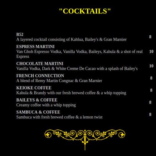 Italian American Club Restaurant menu in Las Vegas, Nevada, USA