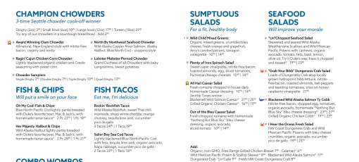 Menu for Duke's Seafood in Tacoma, WA | Sirved