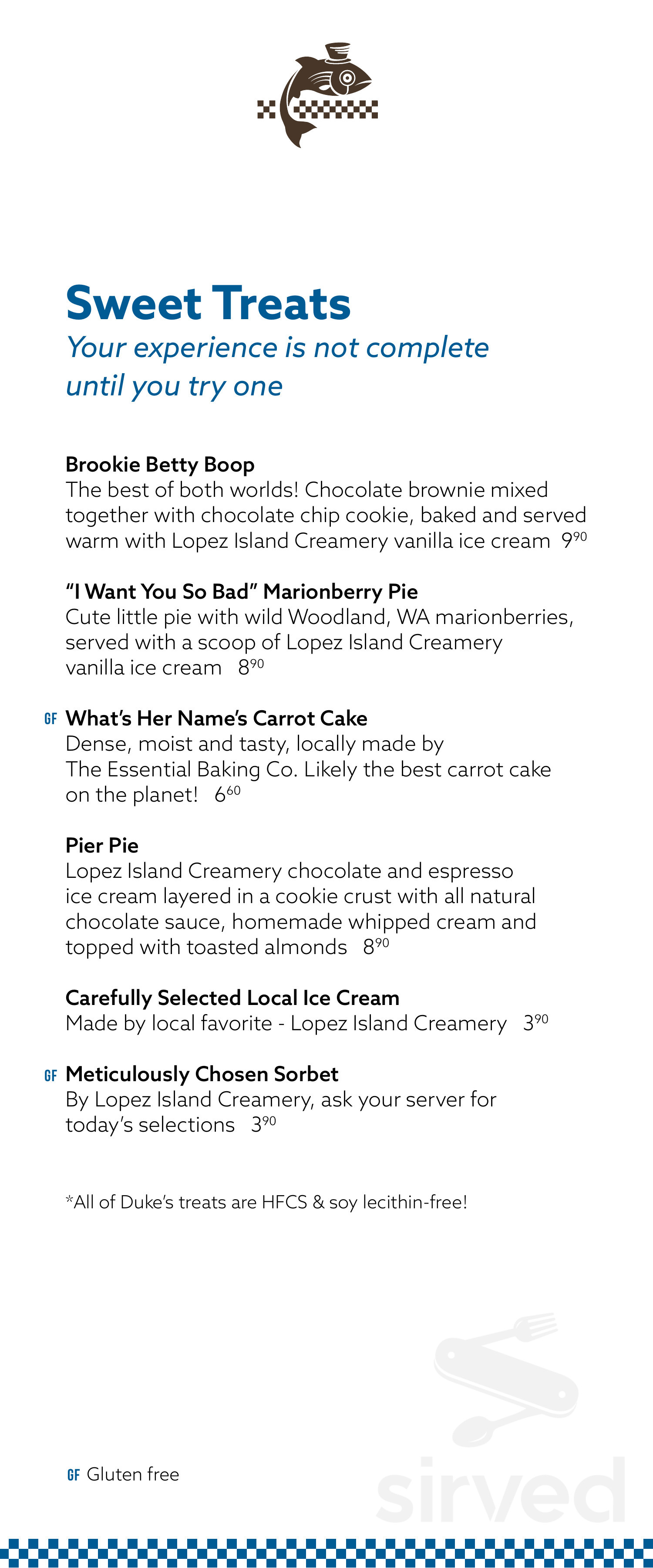 Duke's Seafood menu in Bellevue, Washington, USA