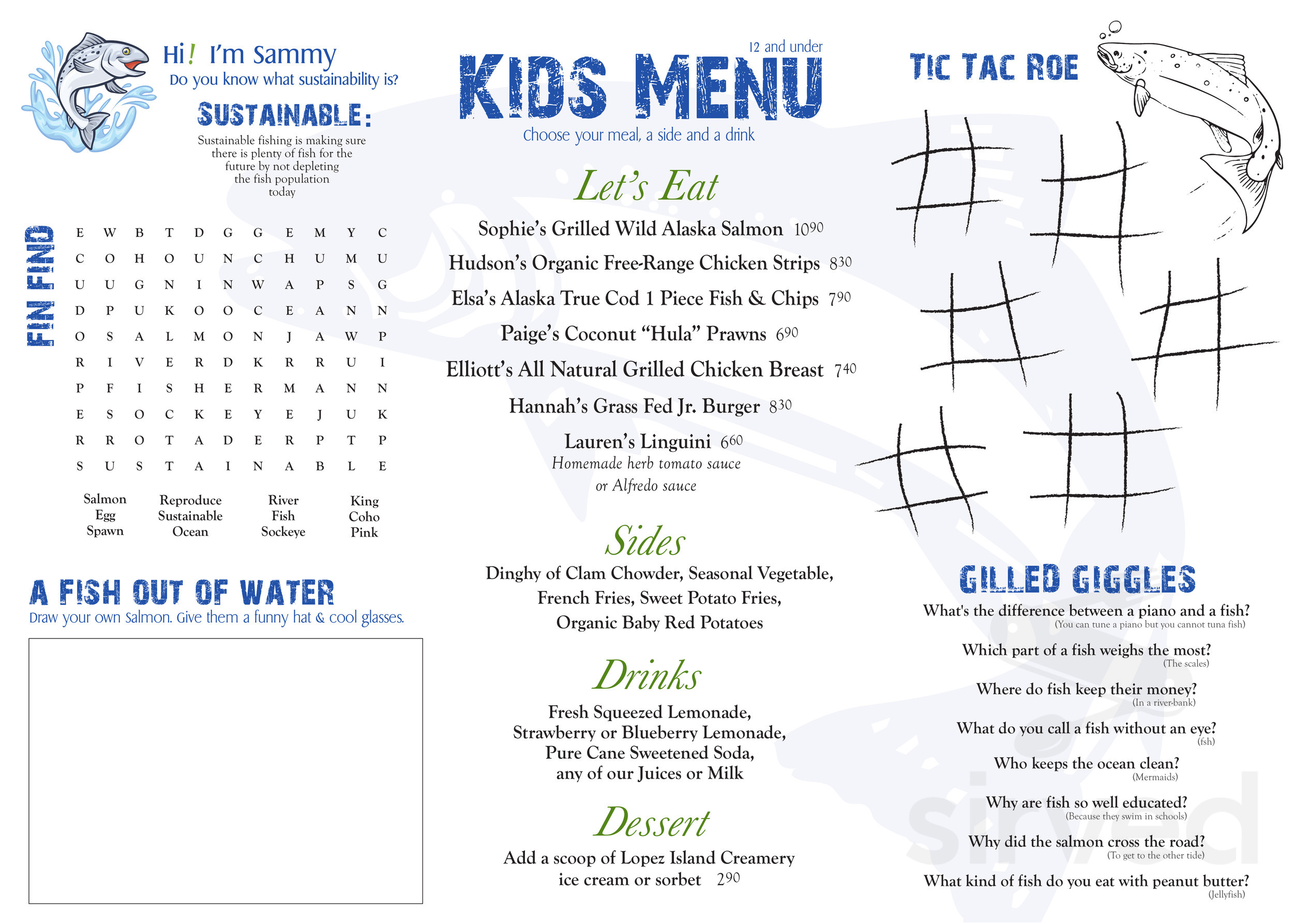 Menu for Duke's Seafood in Tacoma, WA | Sirved