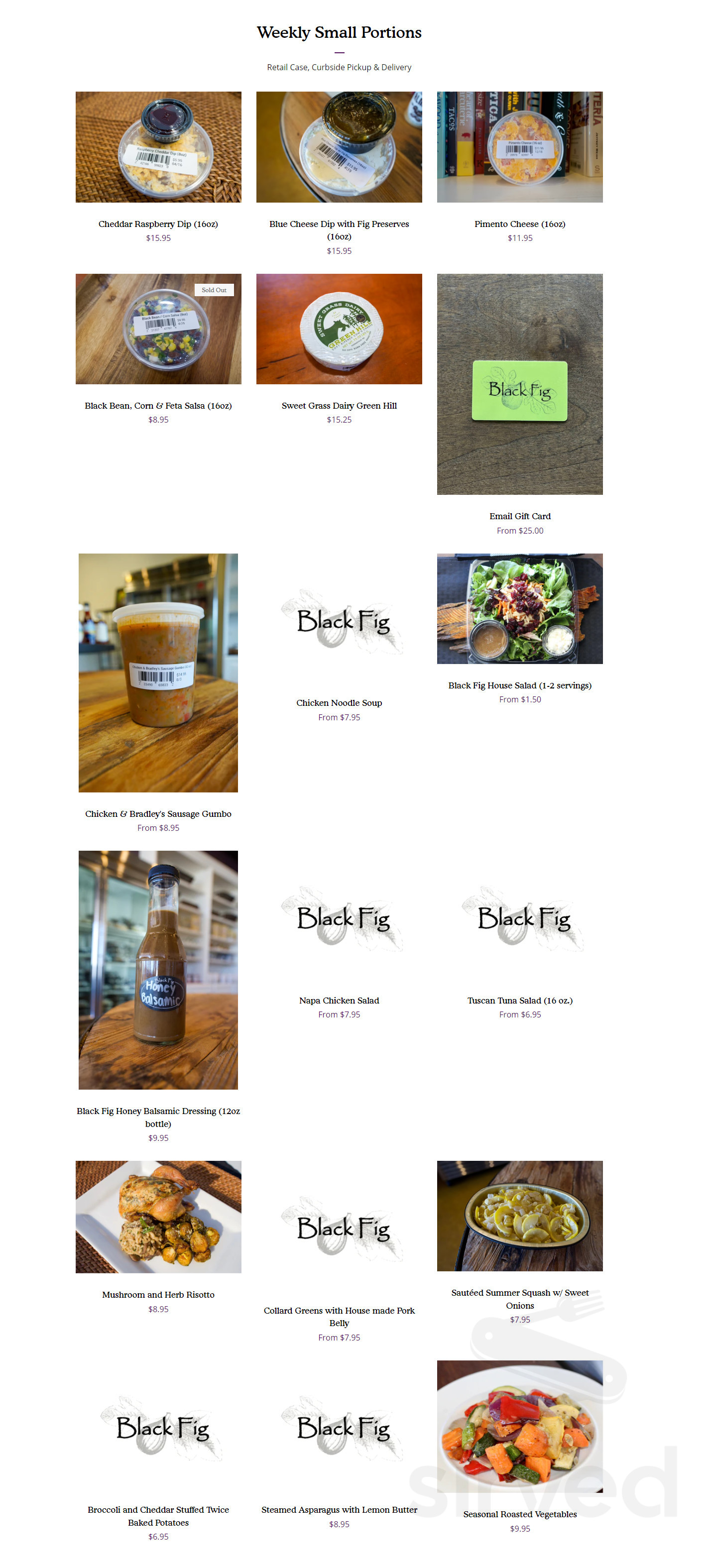 Black Fig menu in Tallahassee, Florida, USA