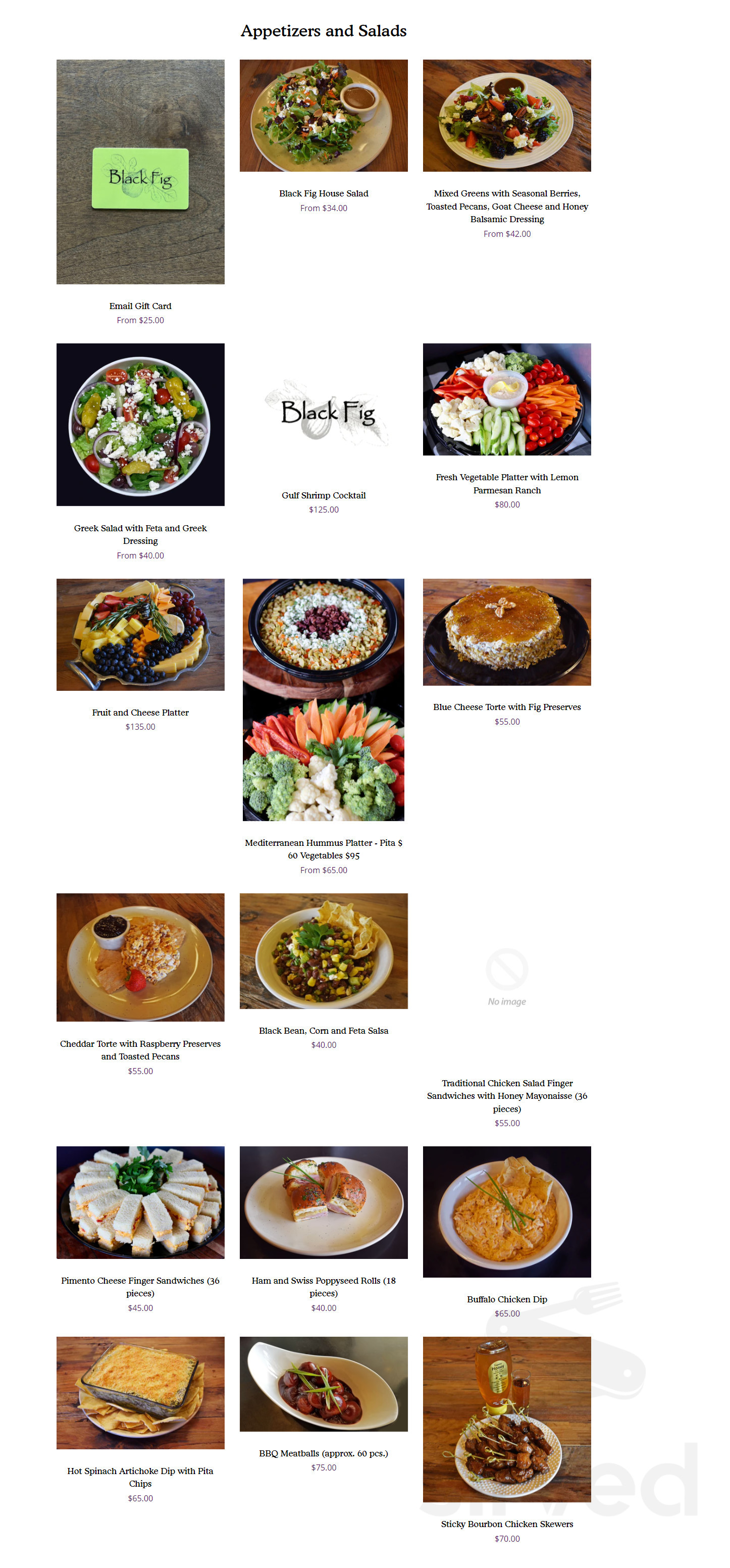 Black Fig menu in Tallahassee, Florida, USA