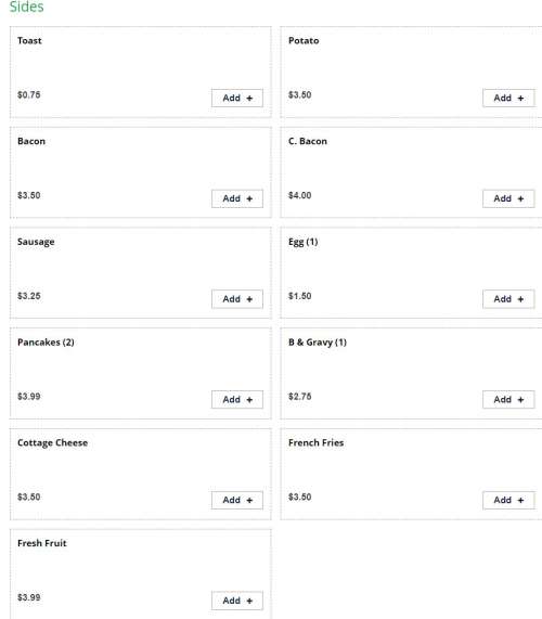 Egg Parlor menu in Silvis, Illinois, USA