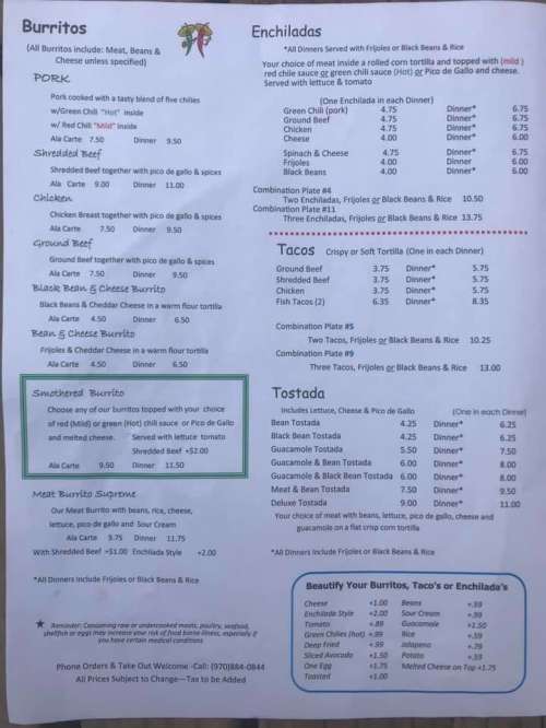 Vallecito Lake Country Market menu in Bayfield, Colorado, USA