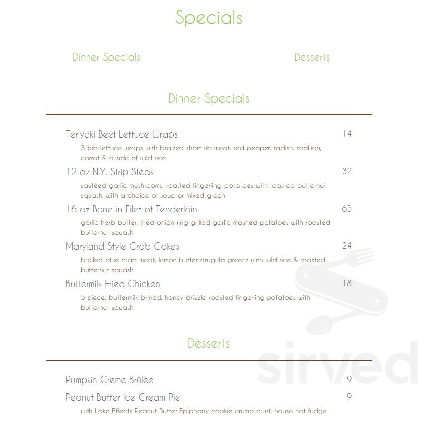 Shamus Restaurant menu in Lockport, New York, USA