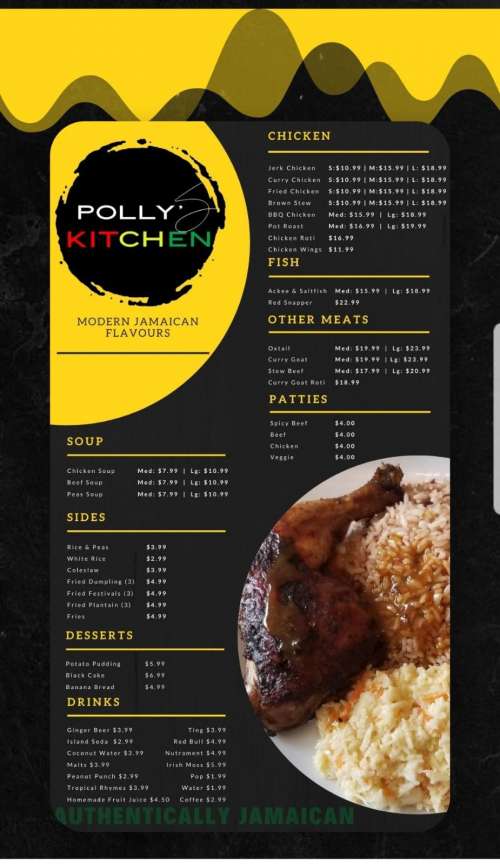 Polly's Kitchen menu in Calgary, Alberta, Canada