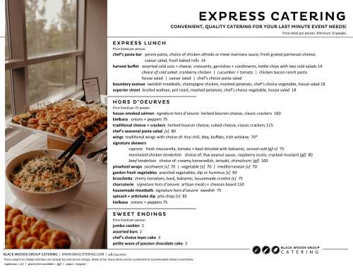 Black Woods Group Catering menu in Proctor, Minnesota, USA