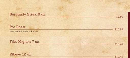 Hoss's Steak & Sea House Menu - Carlisle, Pennsylvania | Sirved