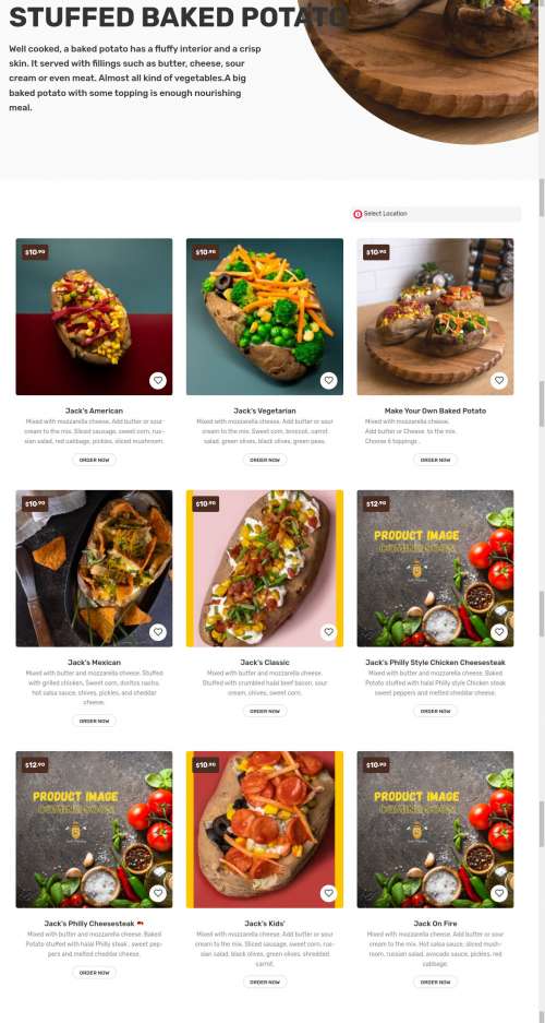 Jack Potatoes menu in Westwood, New Jersey, USA