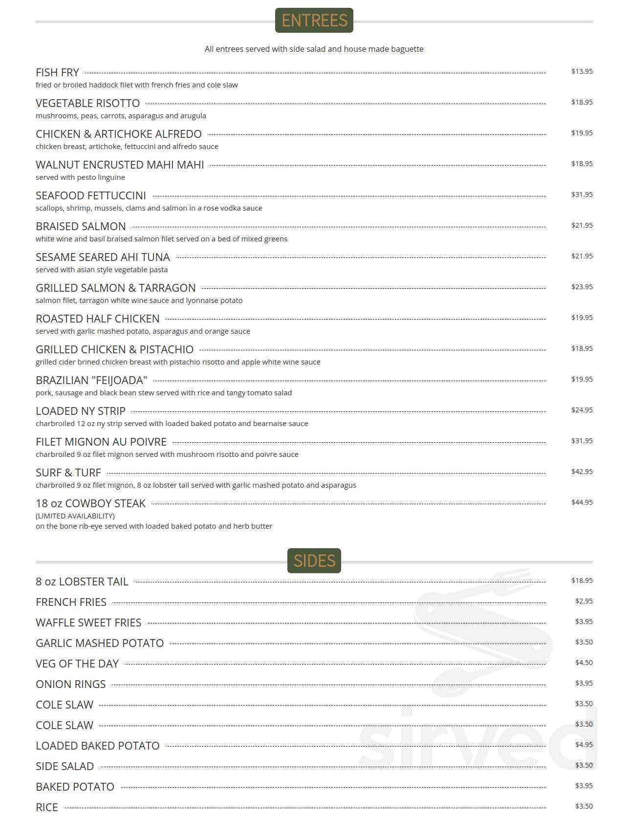 Amado menu in Tupper Lake, New York, USA