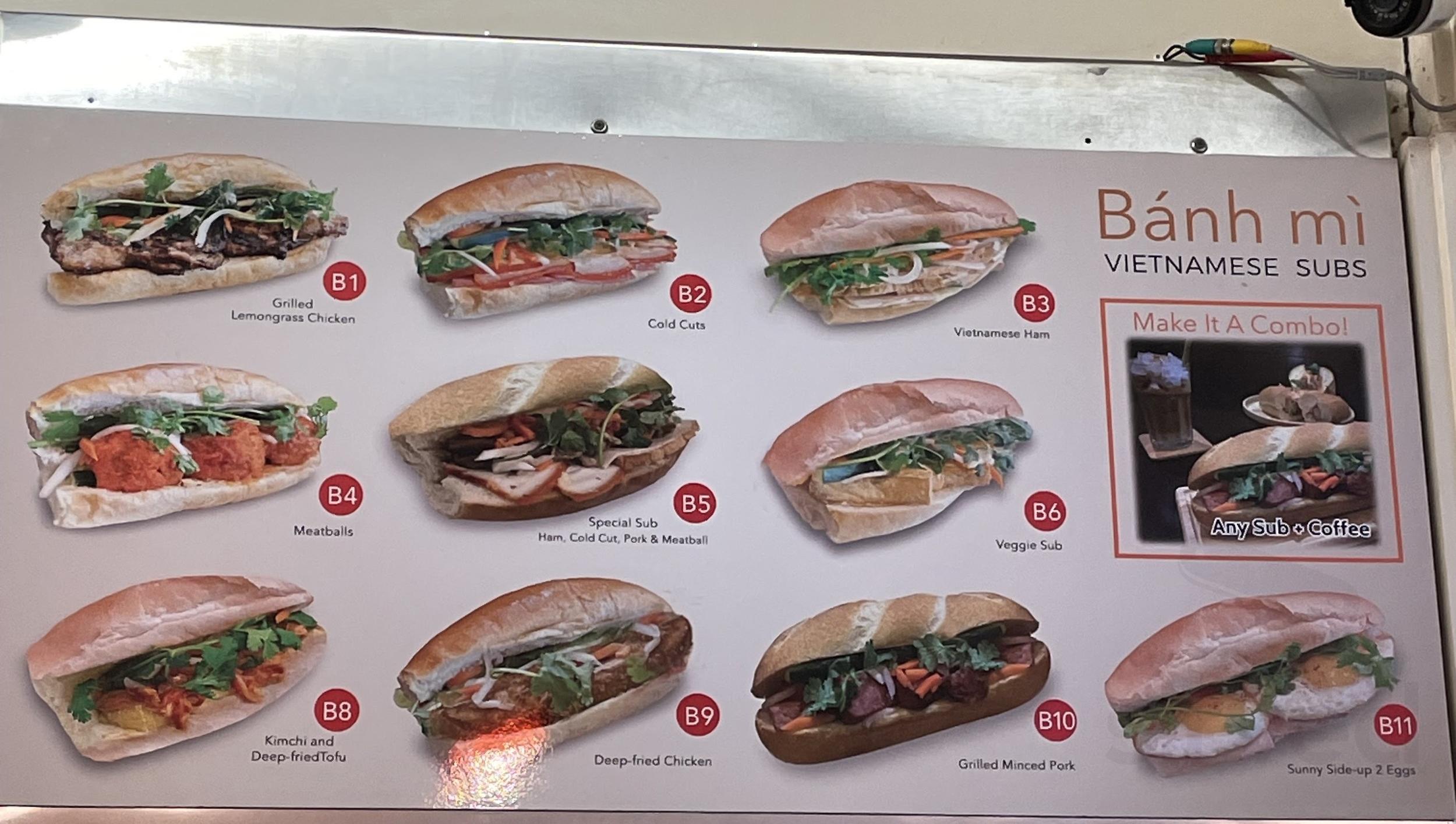 Viet Sub Vietnamese Cuisine menu in Vancouver, British Columbia, Canada