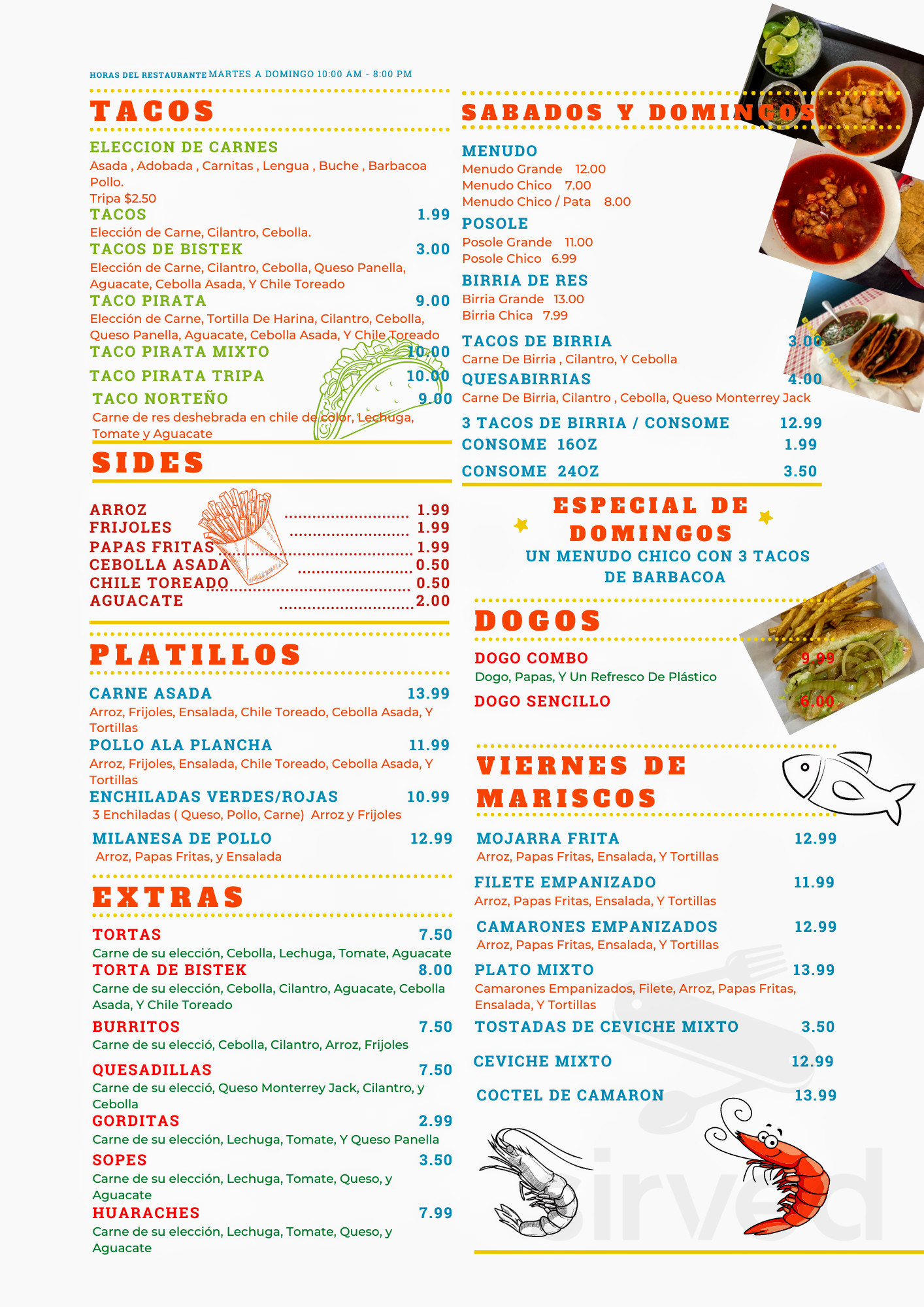 El Sartenazo menu in Rupert, Idaho, USA