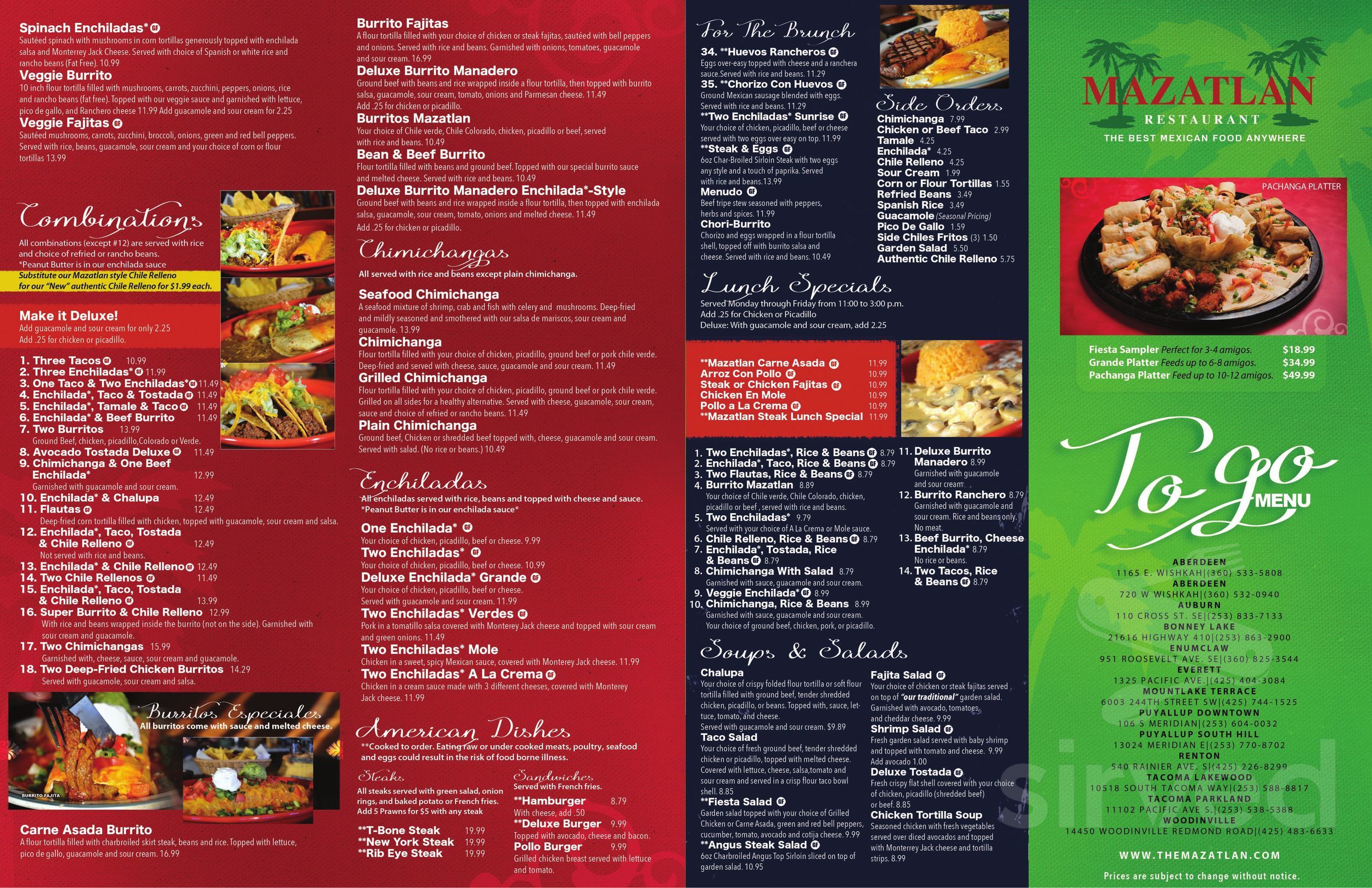 Menu for Mazatlan Restaurant South Hill Puyallup in Puyallup, WA | Sirved