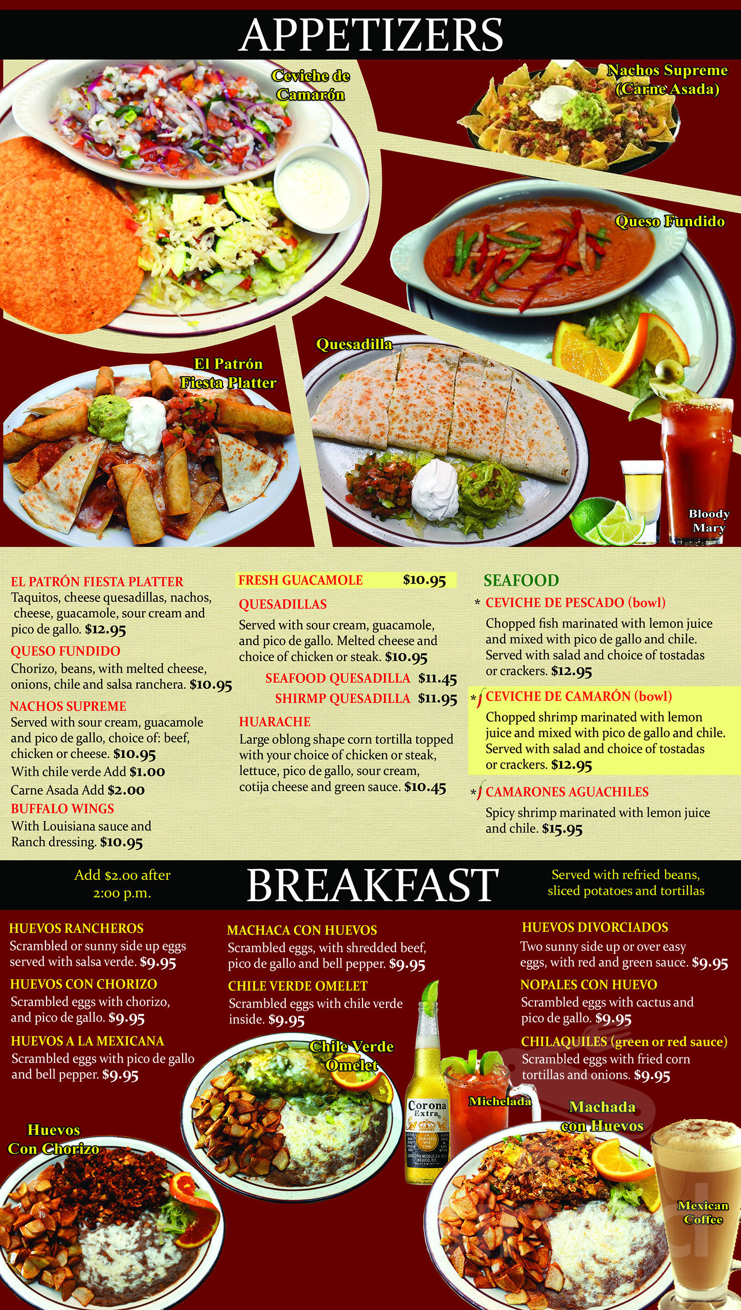 El Patron menus in Bakersfield, California, United States