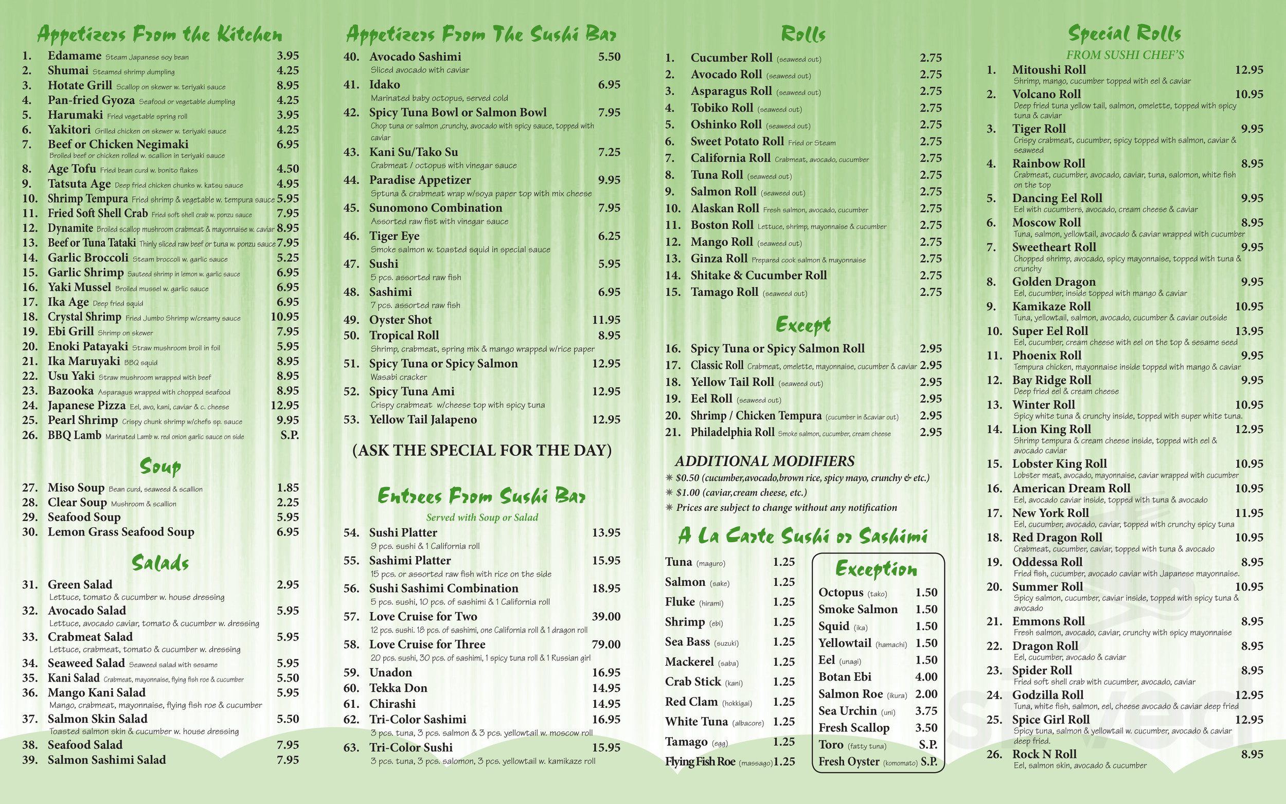 Menu - Brooklyn NY's Mitoushi | Sirved