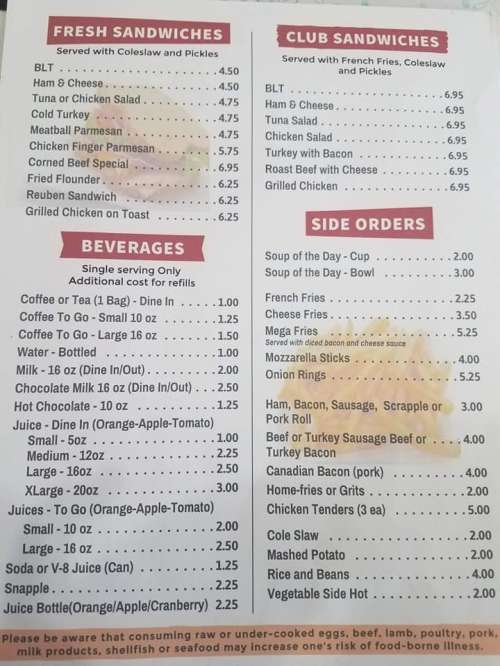 Sherry's Restaurant menu in Philadelphia, Pennsylvania, USA