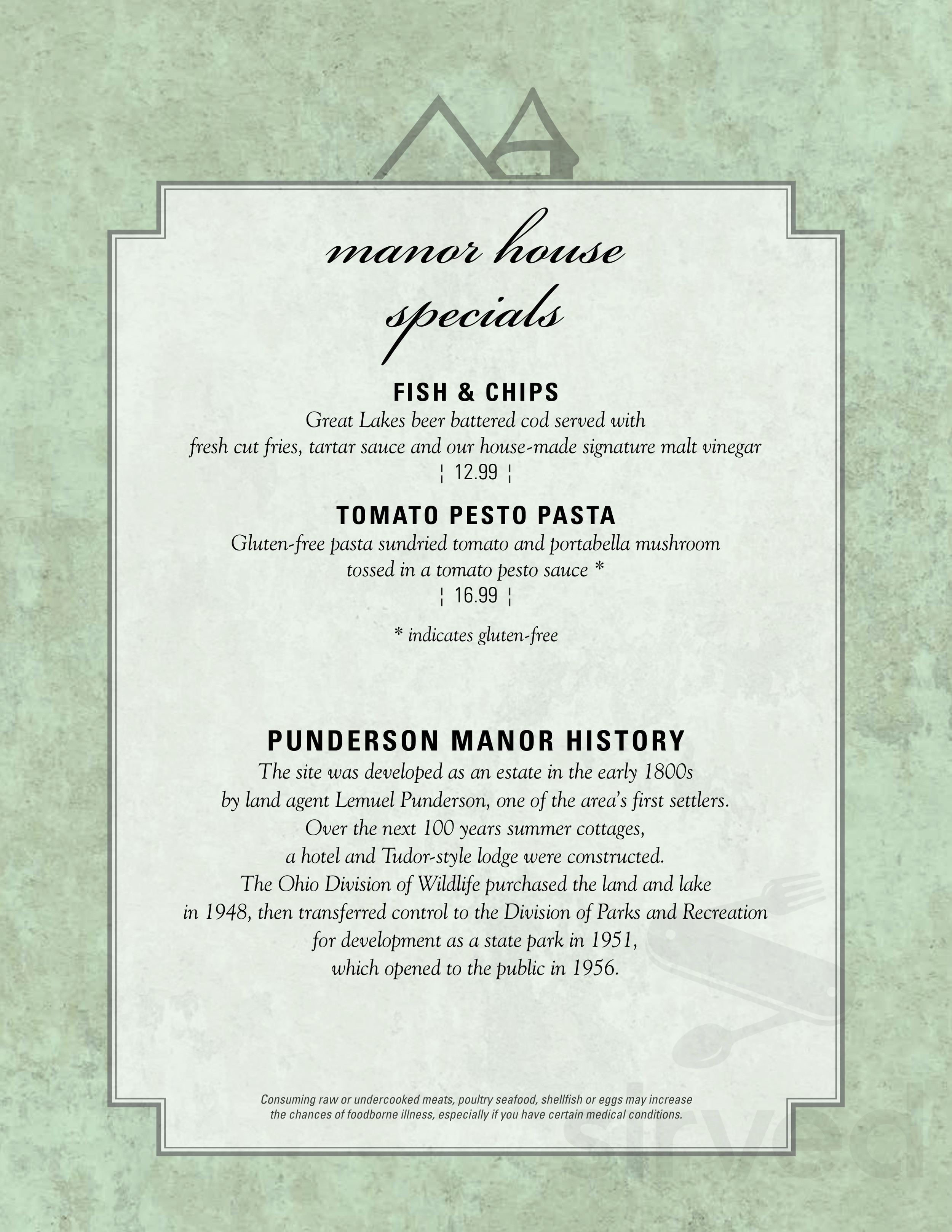 Punderson Manor Lodge & Conference Center menu in Newbury Township ...