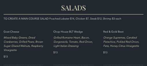 Menu for Chadwick's American Chop House & Bar in Rockville Centre, NY ...